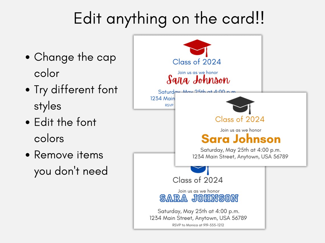 Printable Graduation Insert Card, Graduation Party Insert, Graduation ...