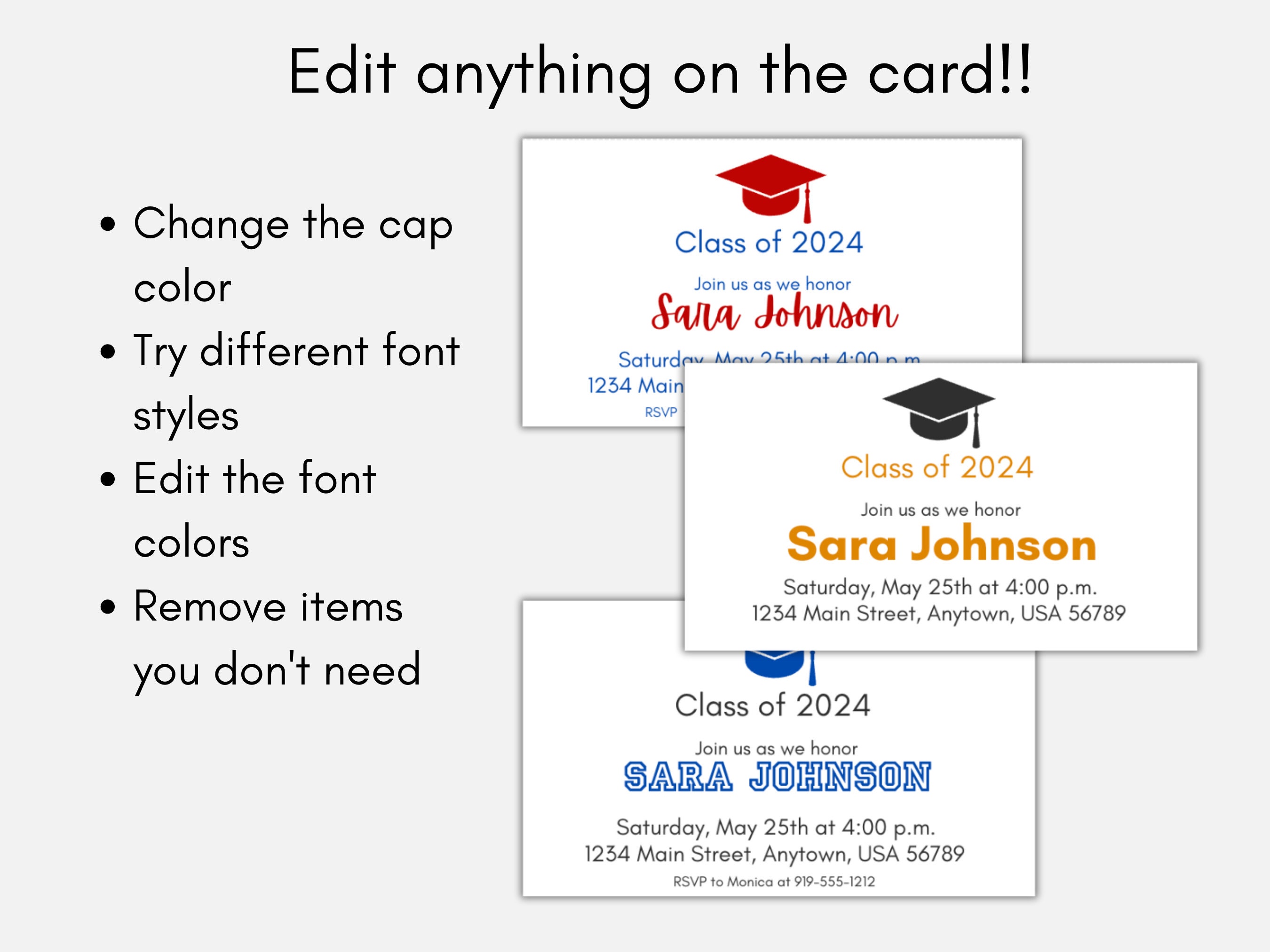 Printable Graduation Insert Card, Graduation Party Insert, Graduation ...