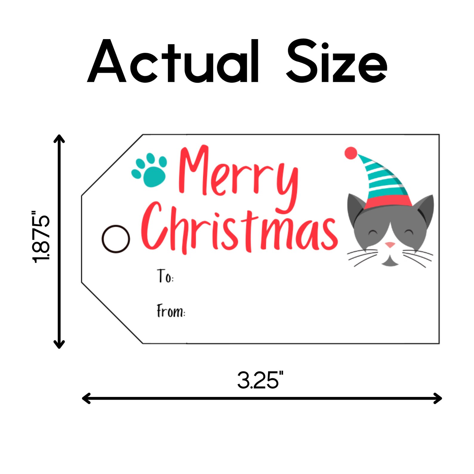Printable Christmas Cat Gift Tags, Kitty Cat Gift Tags, Cat Lover Gift ...