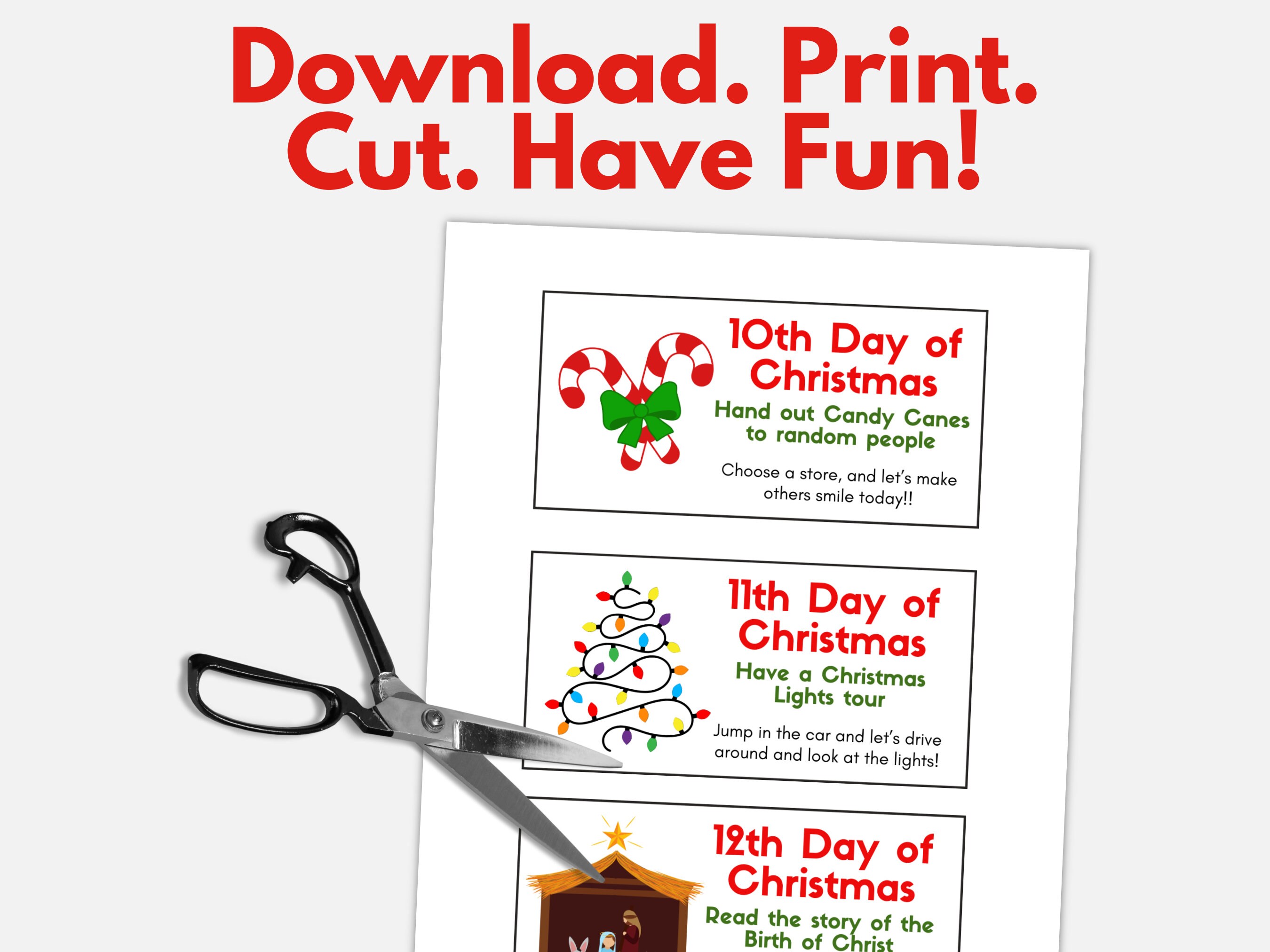 12 Days of Christmas Printable for Kids, Kids Christmas Countdown ...