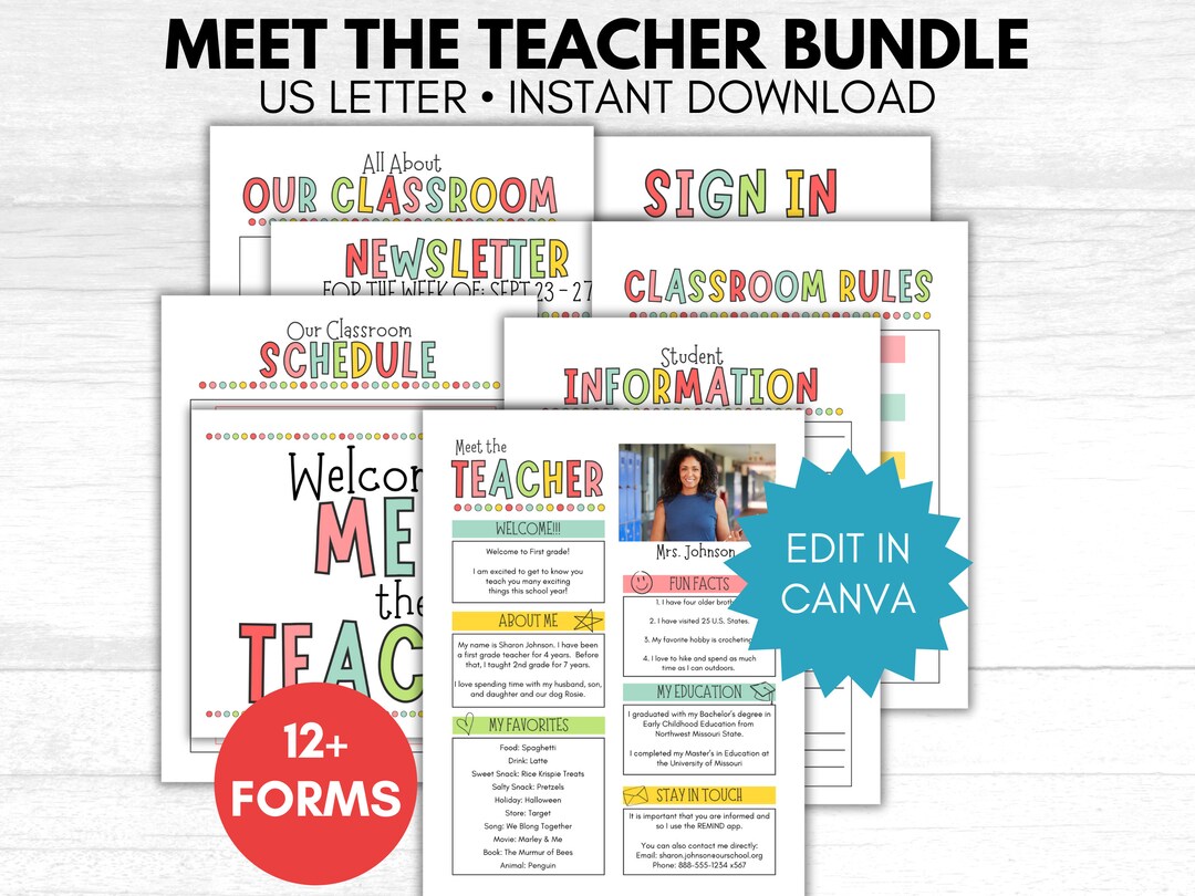 Meet the Teacher Template, Meet the Teacher Editable, Student ...