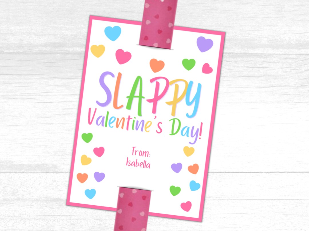 Editable Slap Bracelet Valentine Printable, Valentine's Day Gift Tag ...