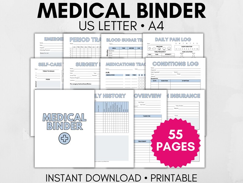Medical Binder Printable, Medical Planner, Healthcare Planner, Chronic ...