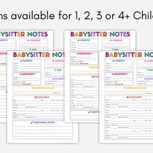 Babysitter Information Sheet, Babysitter Checklist, Printable ...