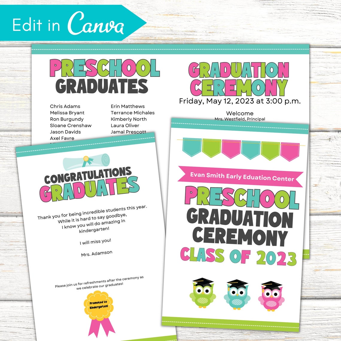 Preschool Graduation Program Template, Graduation Program for Preschool ...
