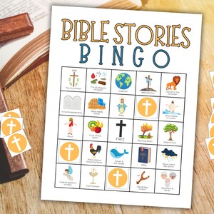 Bible Bingo, Bible Stories Bingo, Bible Activity for Kids, Bible Game ...
