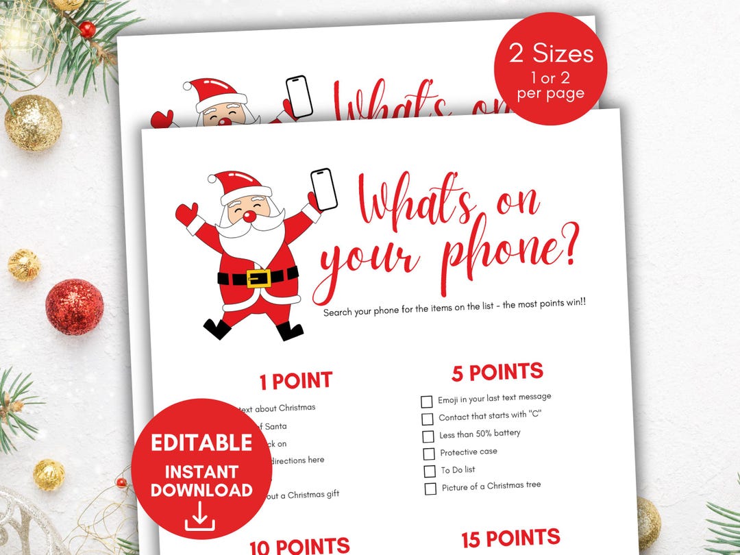 Editable What's on Your Phone Christmas Game, Christmas Games ...