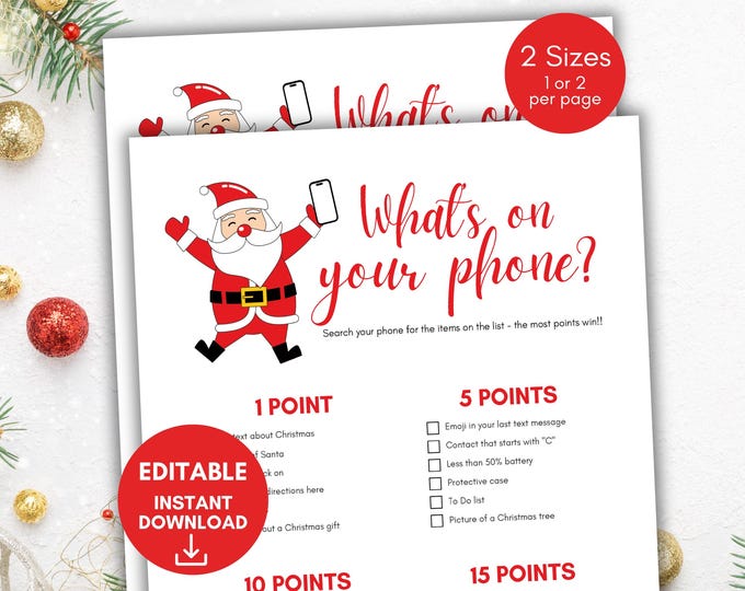 Editable CHRISTMAS WHAT'S on Your Phone Game, Fun Christmas Game, Diy ...