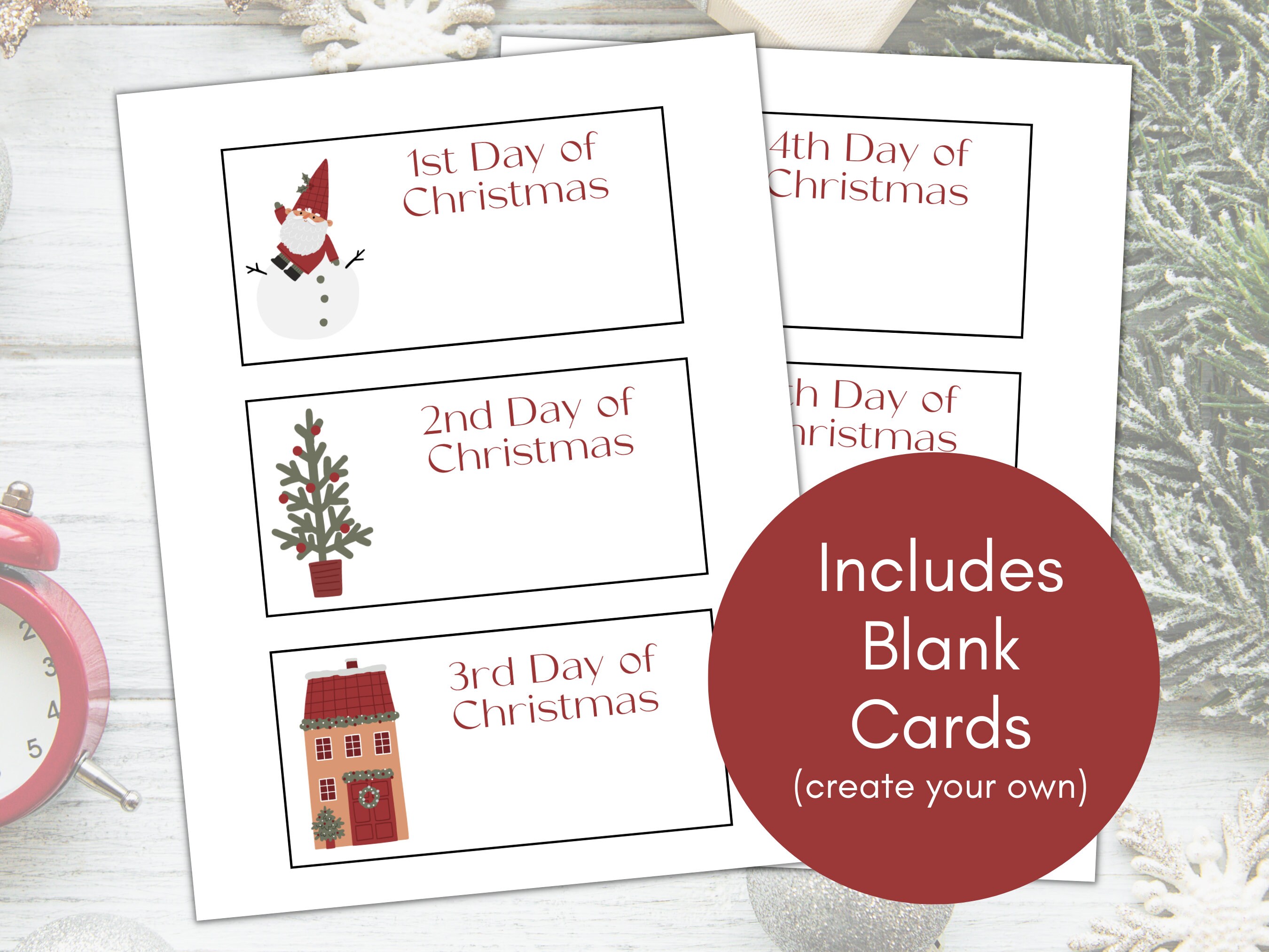12 Days of Christmas Printable for Kids, Kids Christmas Countdown ...