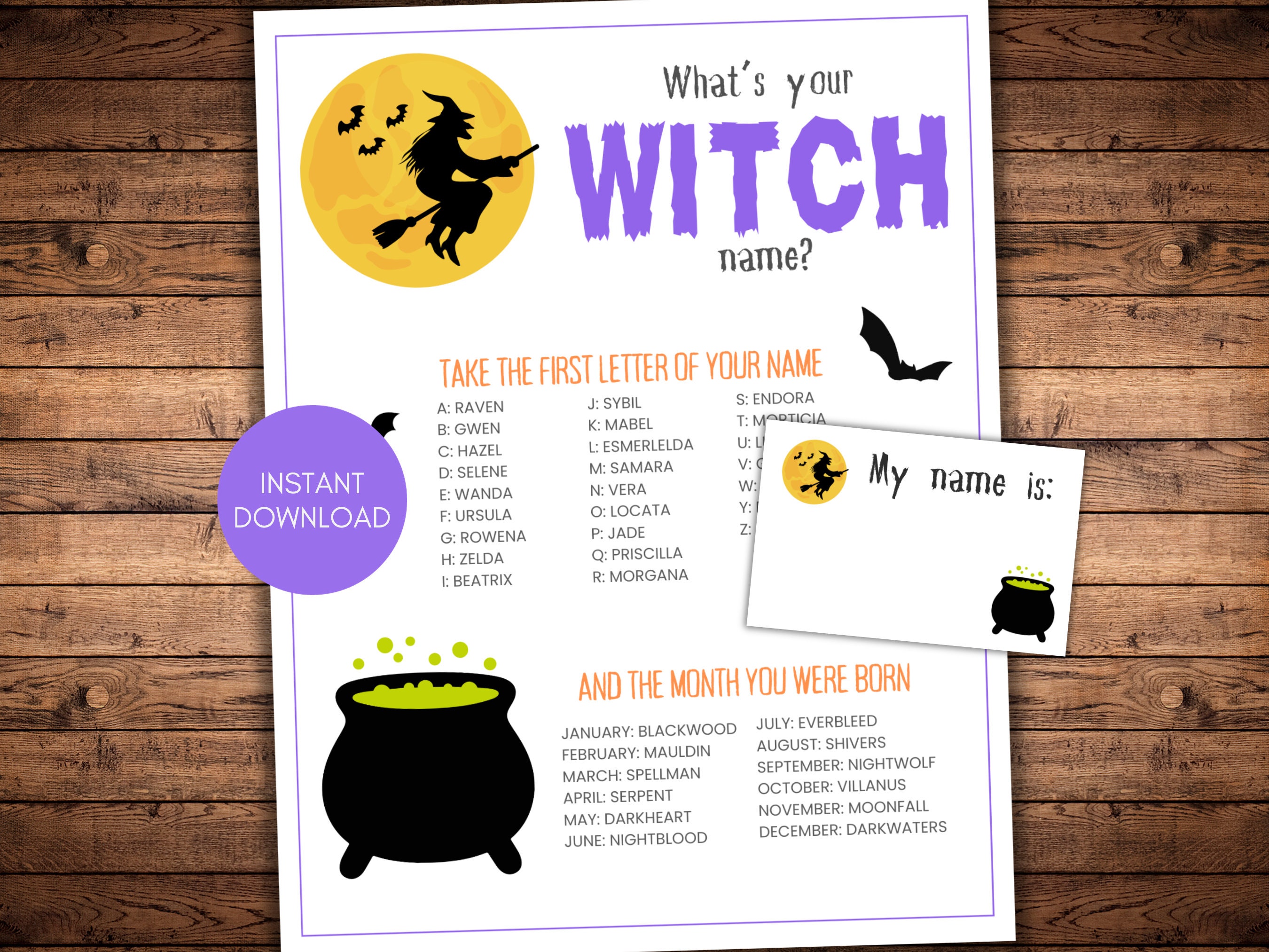 What's Your Witch Name Game, Halloween Party Games, Witch Halloween ...