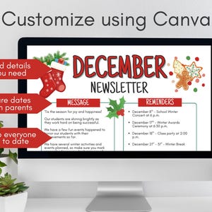 December Classroom Newsletter Template, Christmas Classroom Newsletter ...