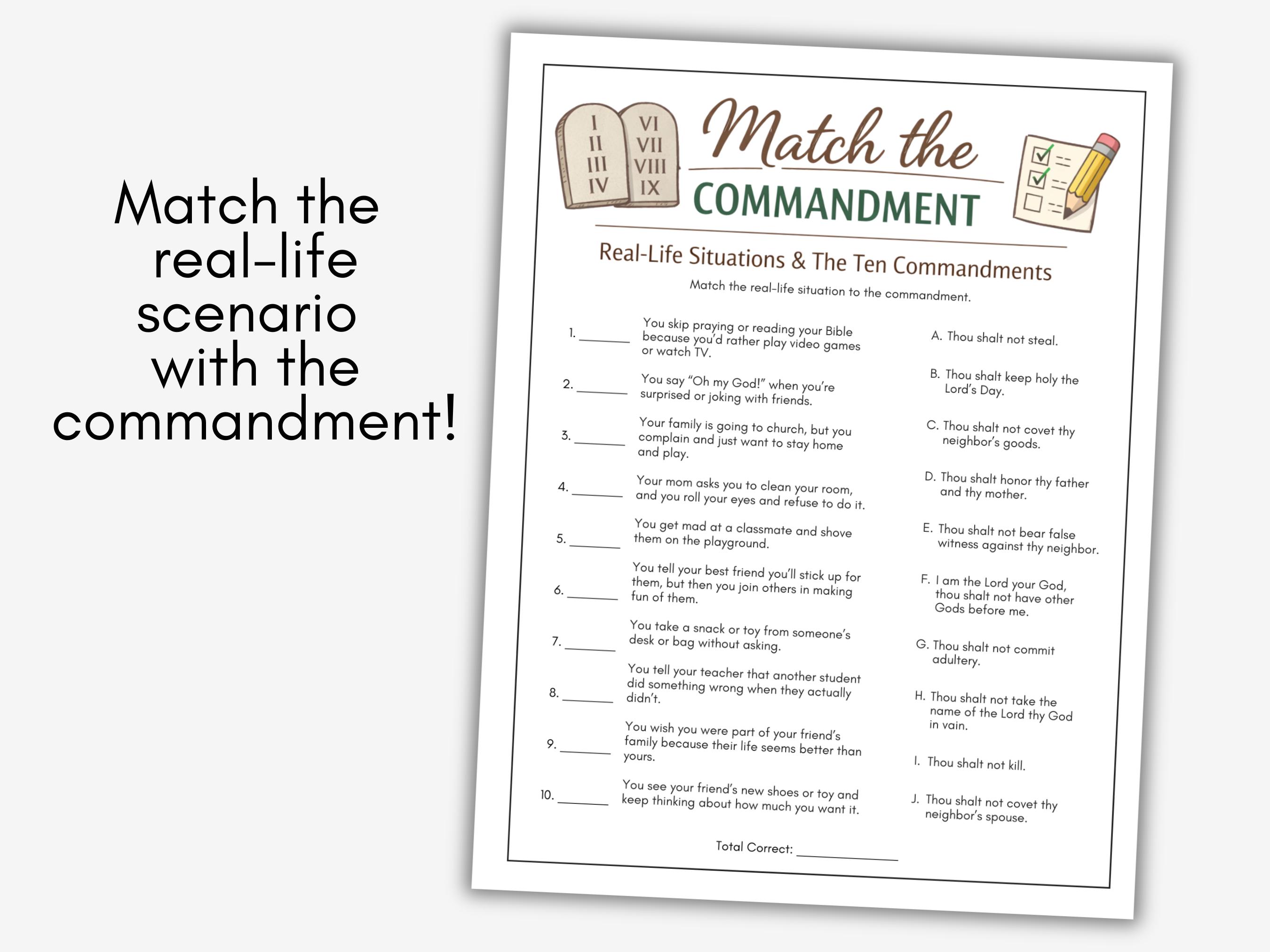 Ten Commandments Game for Kids, Moses Sunday School Games, Youth Group ...