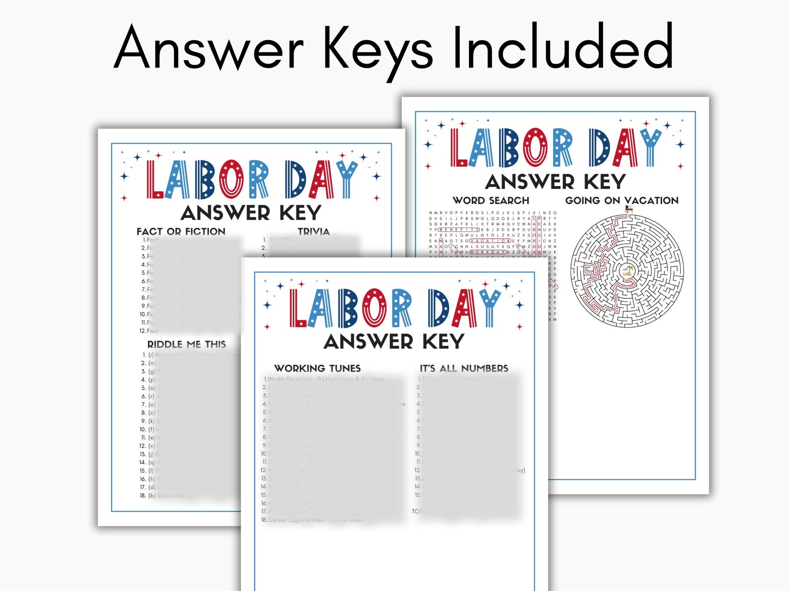 Labor Day Game Bundle, Labor Day Activities, Labor Day Trivia, Labor ...