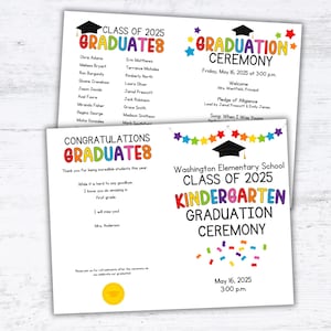 Kindergarten Graduation Program Template, Graduation Program for ...