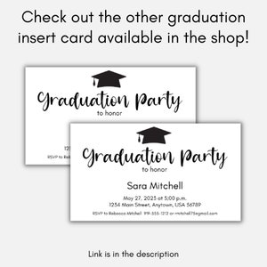Printable Graduation Insert Card Graduation Party Insert - Etsy