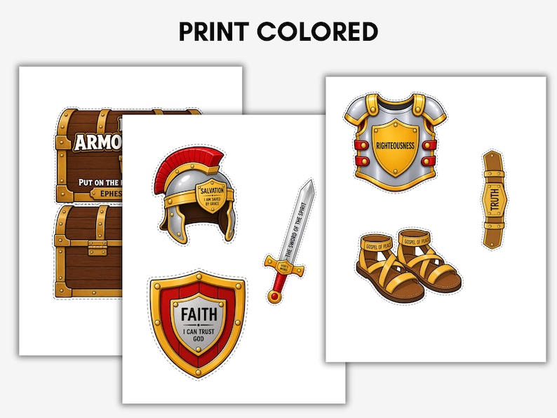 Armor of God Craft for Kids, Sunday School Lesson Activity, Ephesians 6 ...