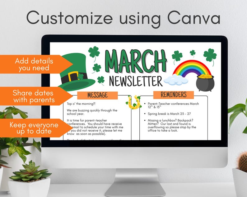 March Classroom Newsletter Template, St. Patrick's Day Classroom ...
