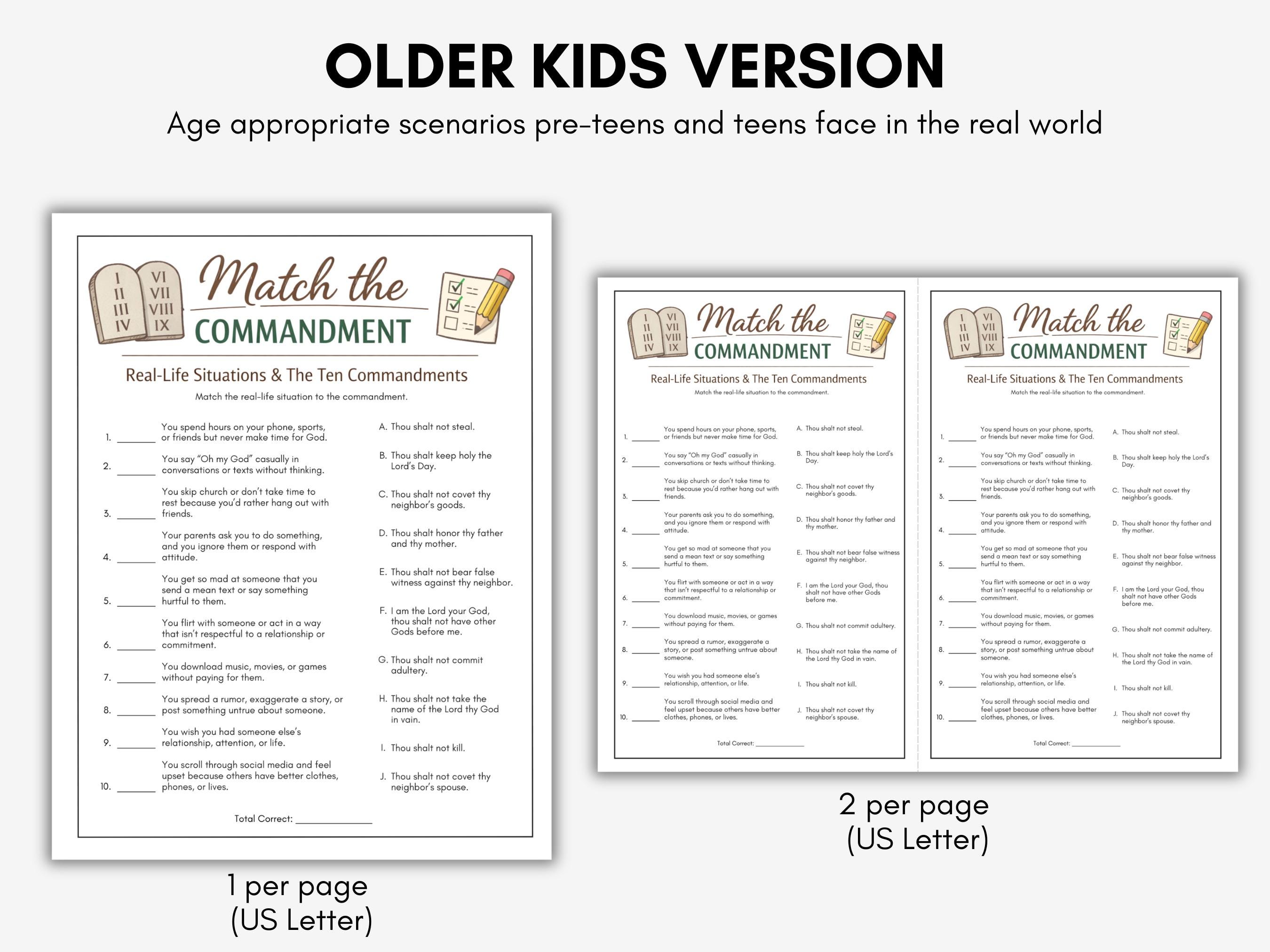 Ten Commandments Game for Kids, Moses Sunday School Games, Youth Group ...