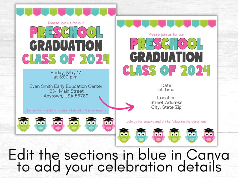 Preschool Graduation Invitation, Editable Preschool Graduation, Class ...