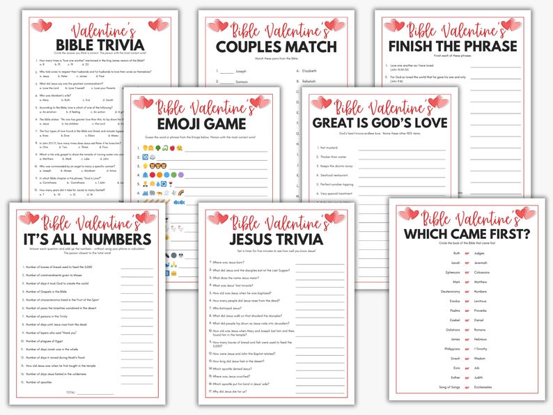 Valentine's Bible Games Bundle, Christian Valentine's Games, Sunday ...