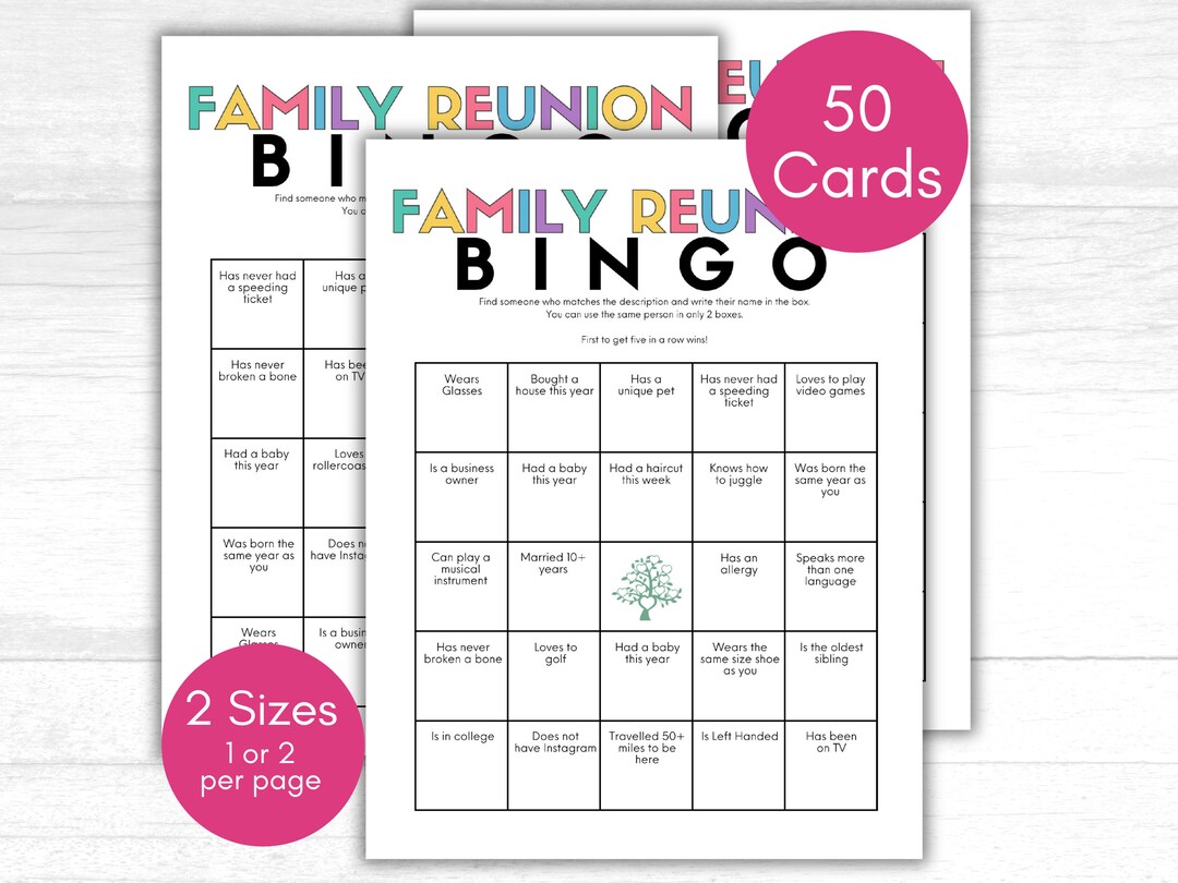 Family Reunion Bingo Game, Printable Family Reunion Games, Find the ...