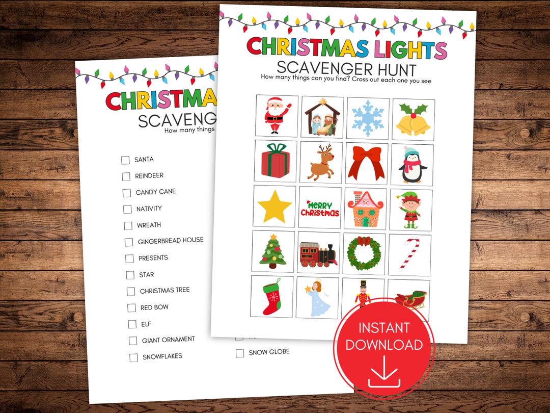 Christmas Lights Scavenger Hunt, Holiday Scavenger Hunt, Christmas ...