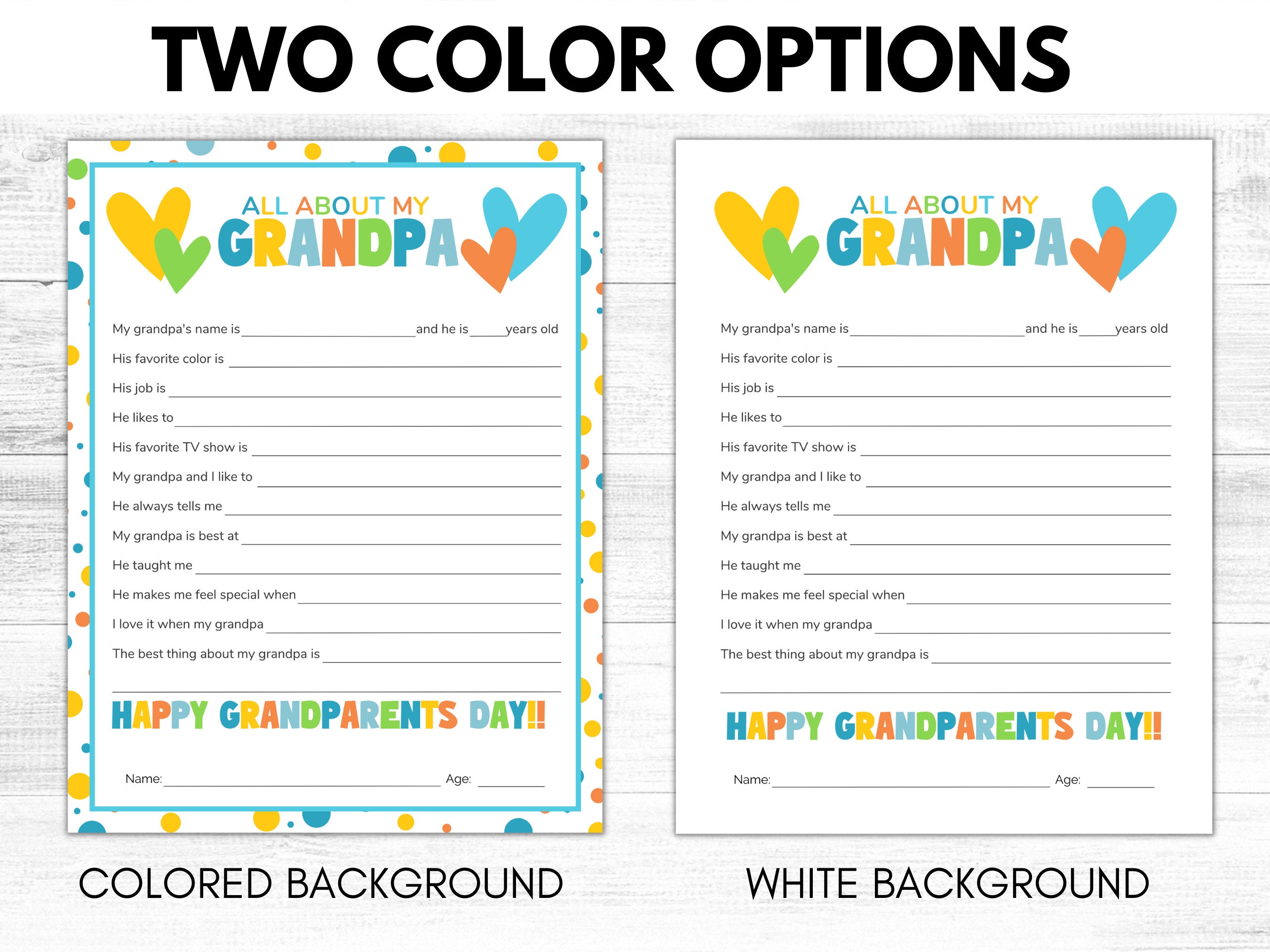 All About My Grandpa Printable, Grandpa Father's Day Gift, All About ...