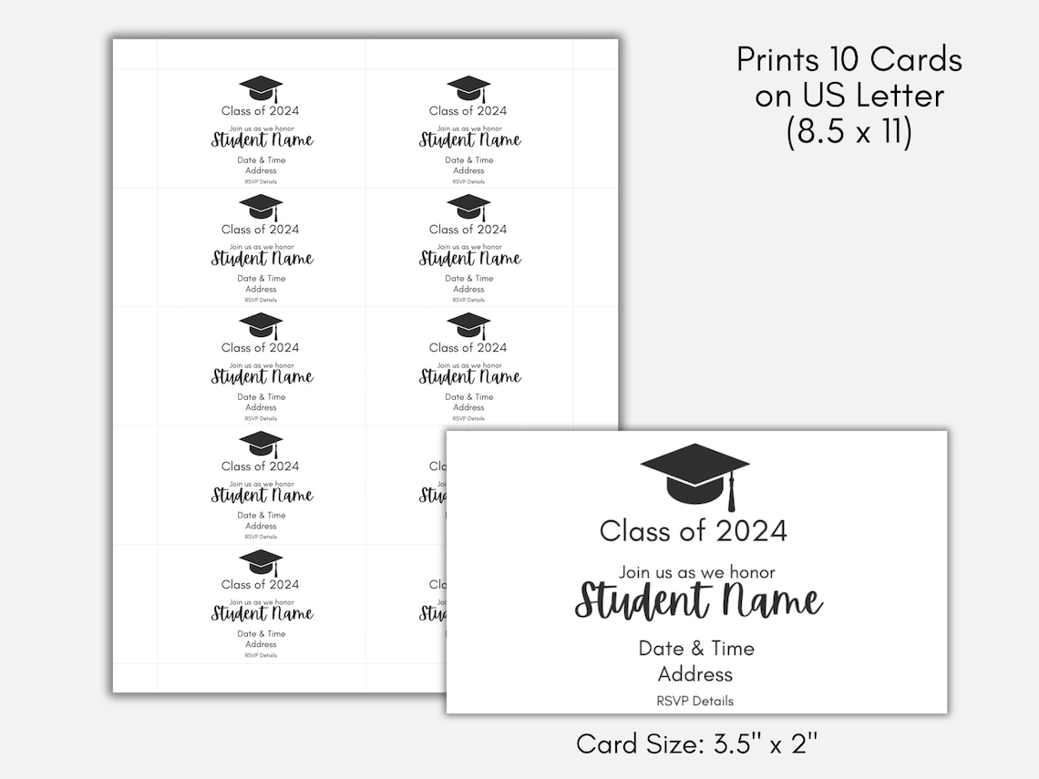 Printable Graduation Insert Card, Graduation Party Insert, Graduation ...