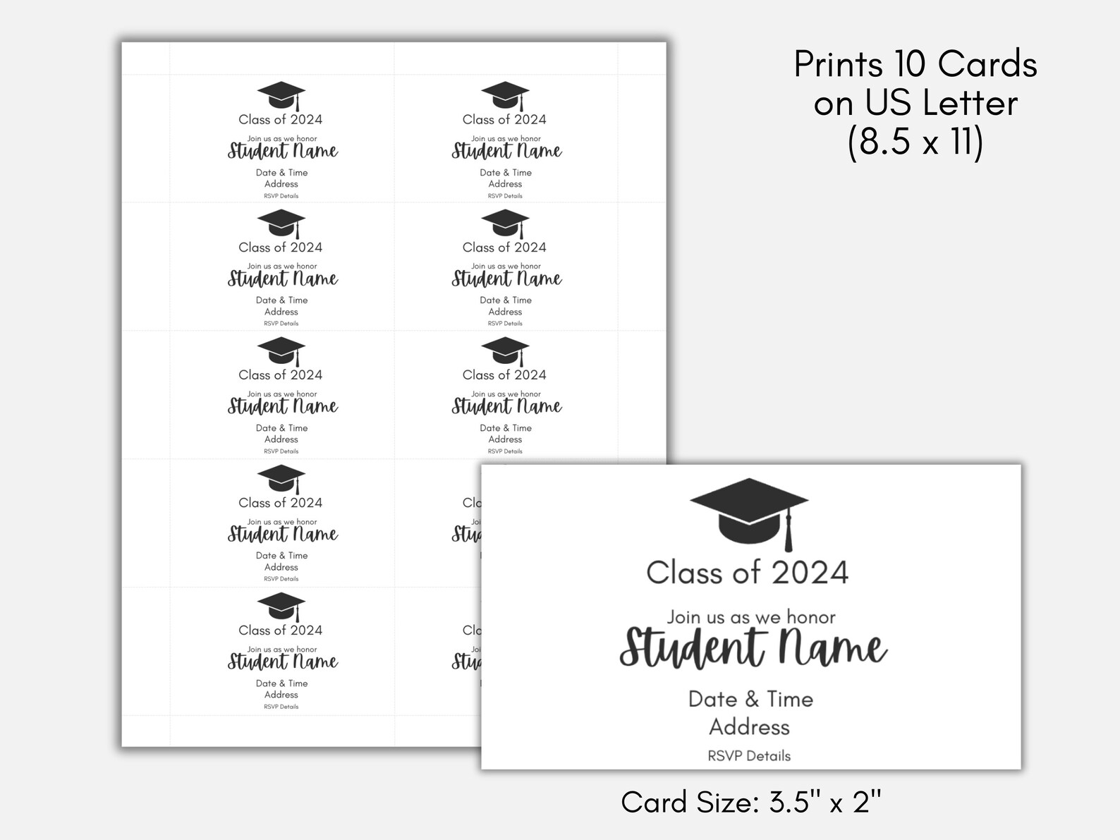 Printable Graduation Insert Card, Graduation Party Insert, Graduation ...