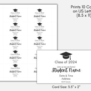 Printable Graduation Insert Card, Graduation Party Insert, Graduation ...