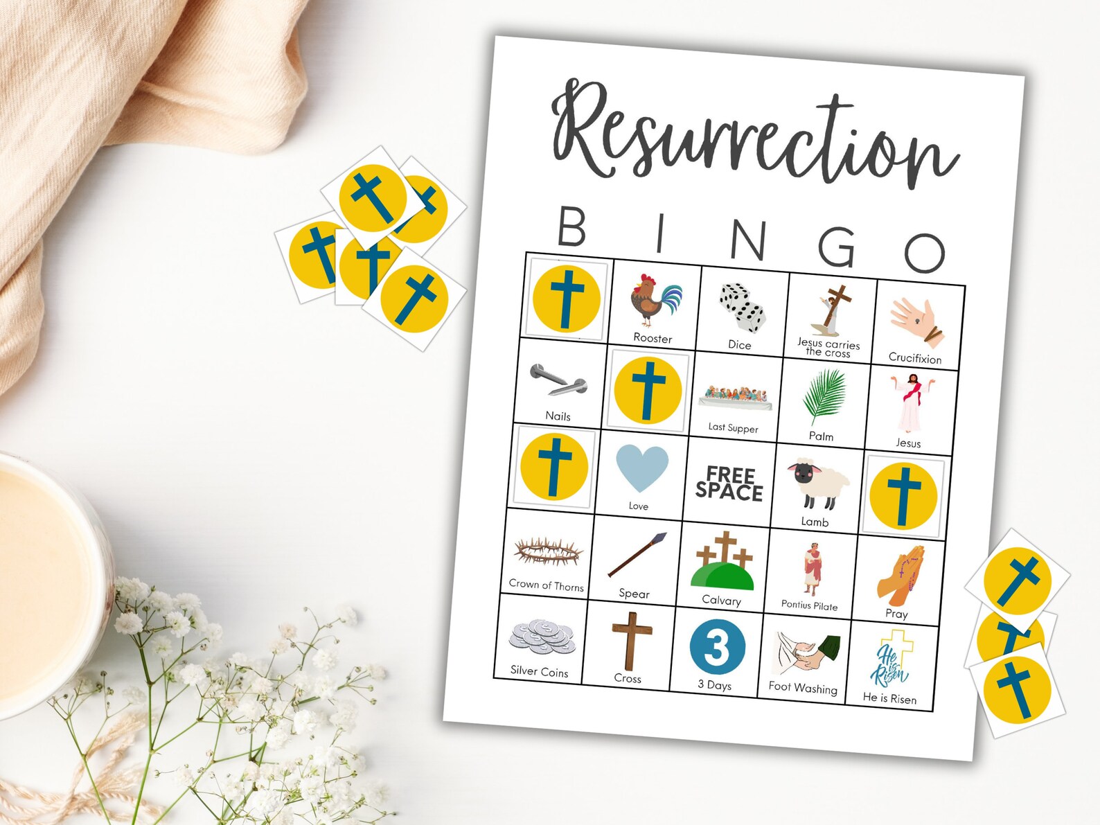 Resurrection Bingo Game, Bible Bingo, Easter Bingo, Holy Week Bingo ...