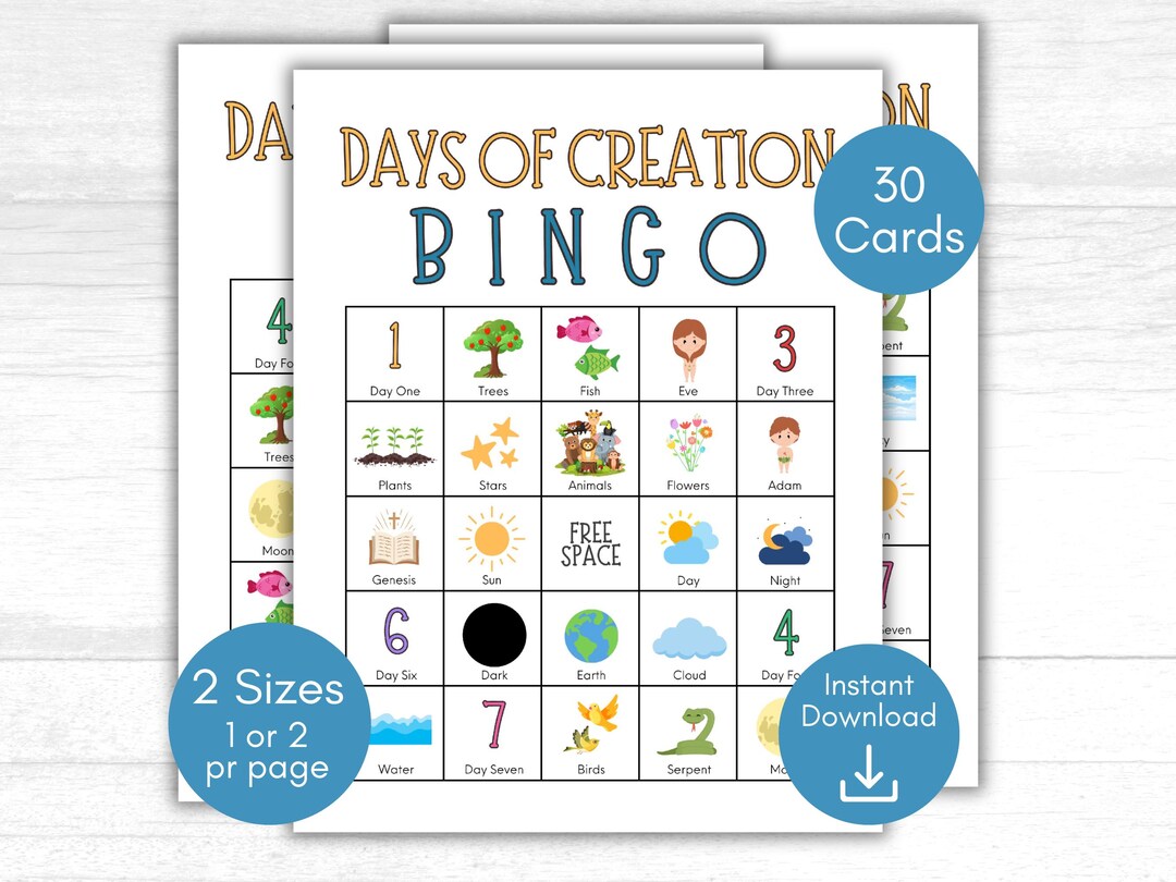 Days of Creation Bingo, Bible Bingo for Youth, Kids Bible Bingo, Bible ...