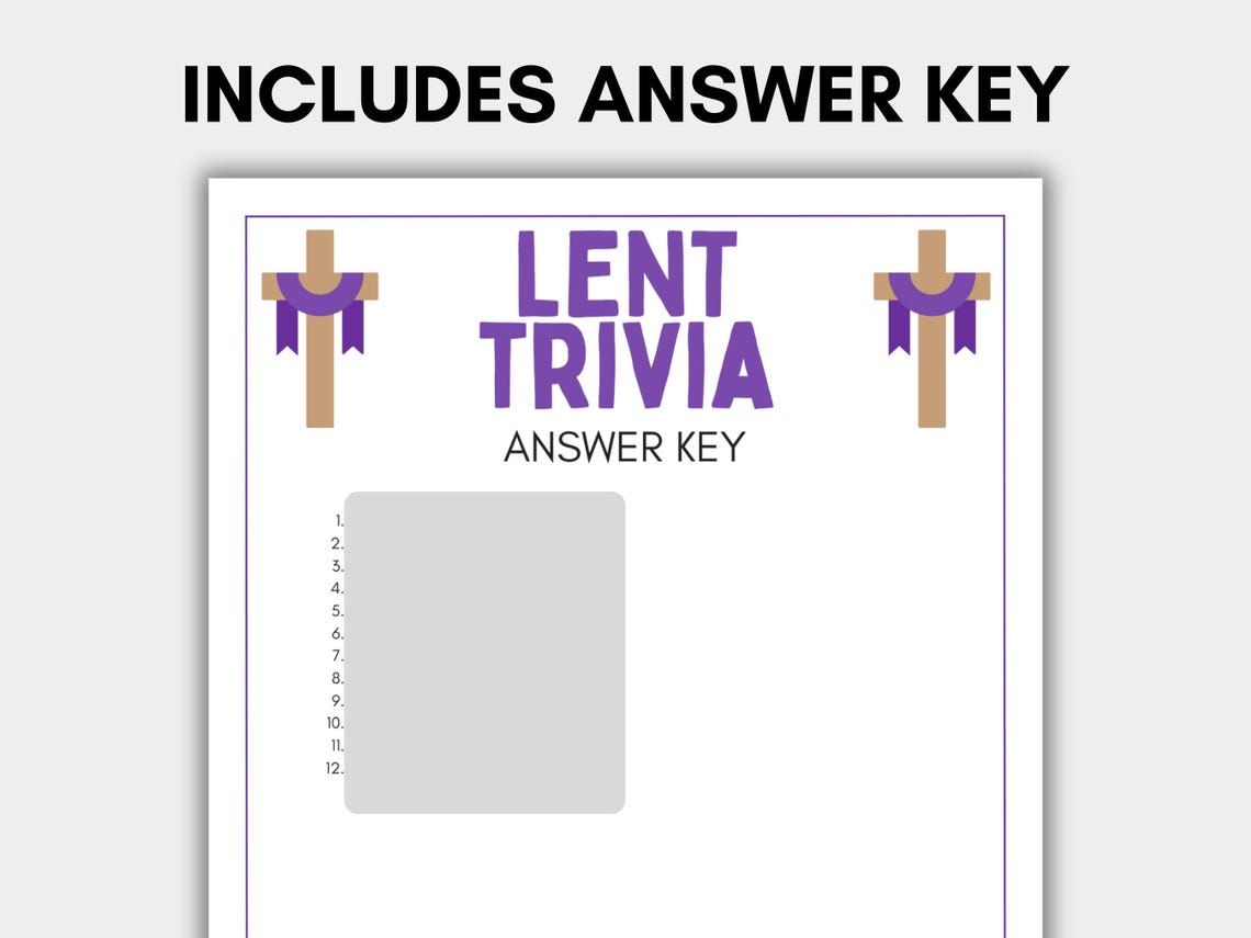 Lent Trivia Game, Kids Lentent Quiz, Lent Trivia for Adults, Lenten ...