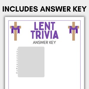 Lent Trivia Game, Kids Lentent Quiz, Lent Trivia for Adults, Lenten ...