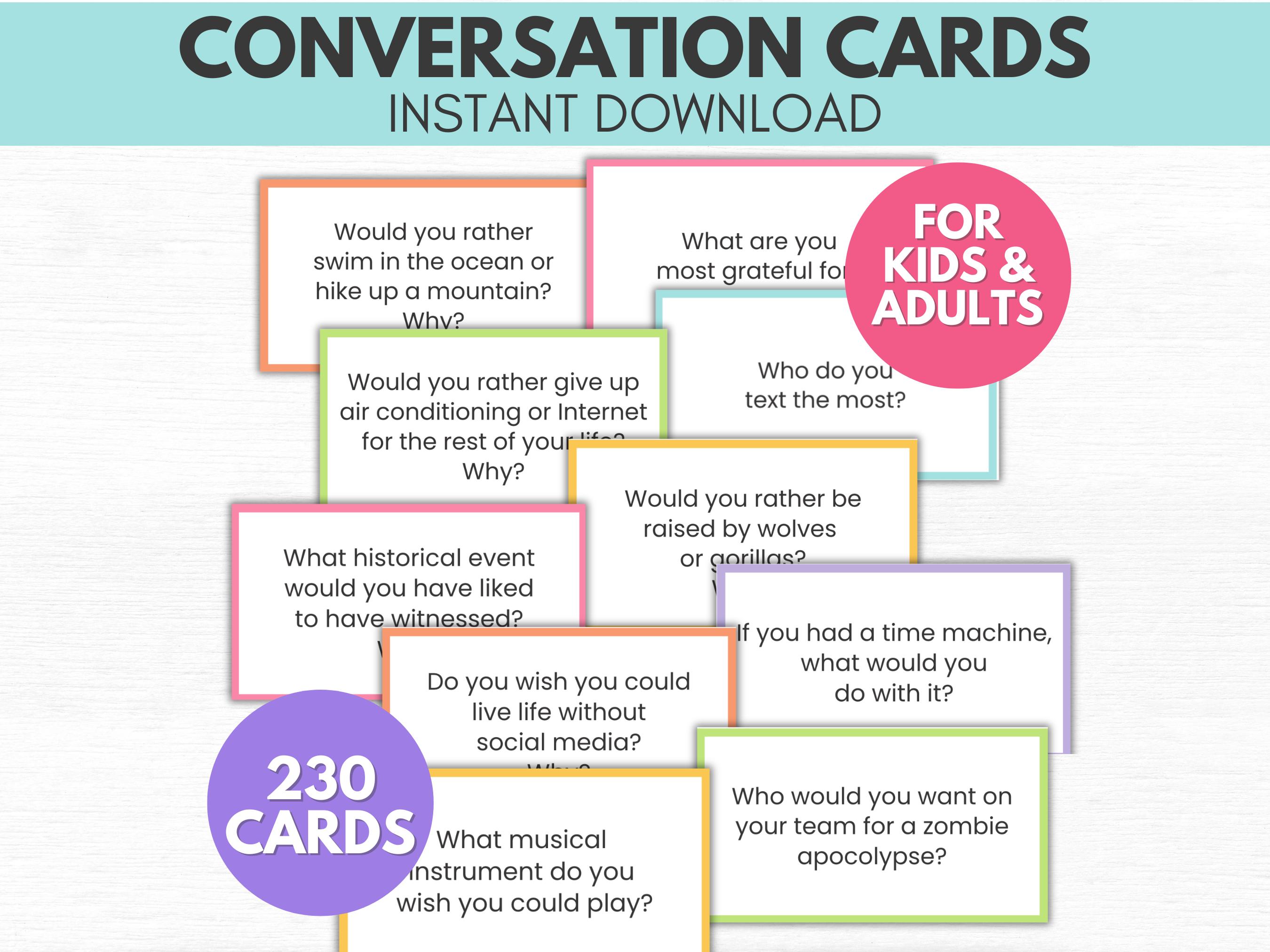 Conversation Cards Printable, Conversation Starters, Family ...