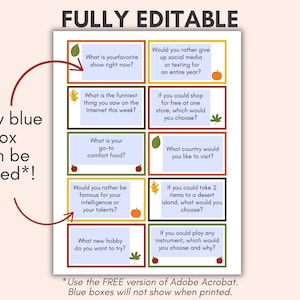 Thanksgiving Conversation Cards, Thanksgiving Conversation Starters ...