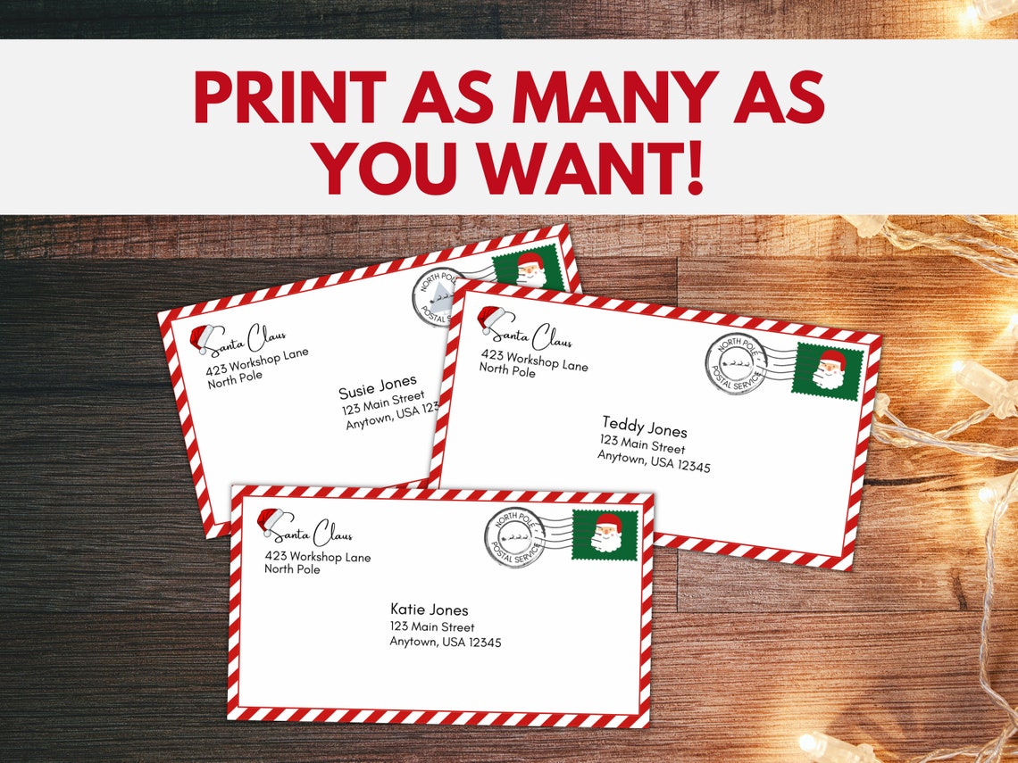 Printable Santa Claus Envelope, Letter From Santa Envelope, Santa ...