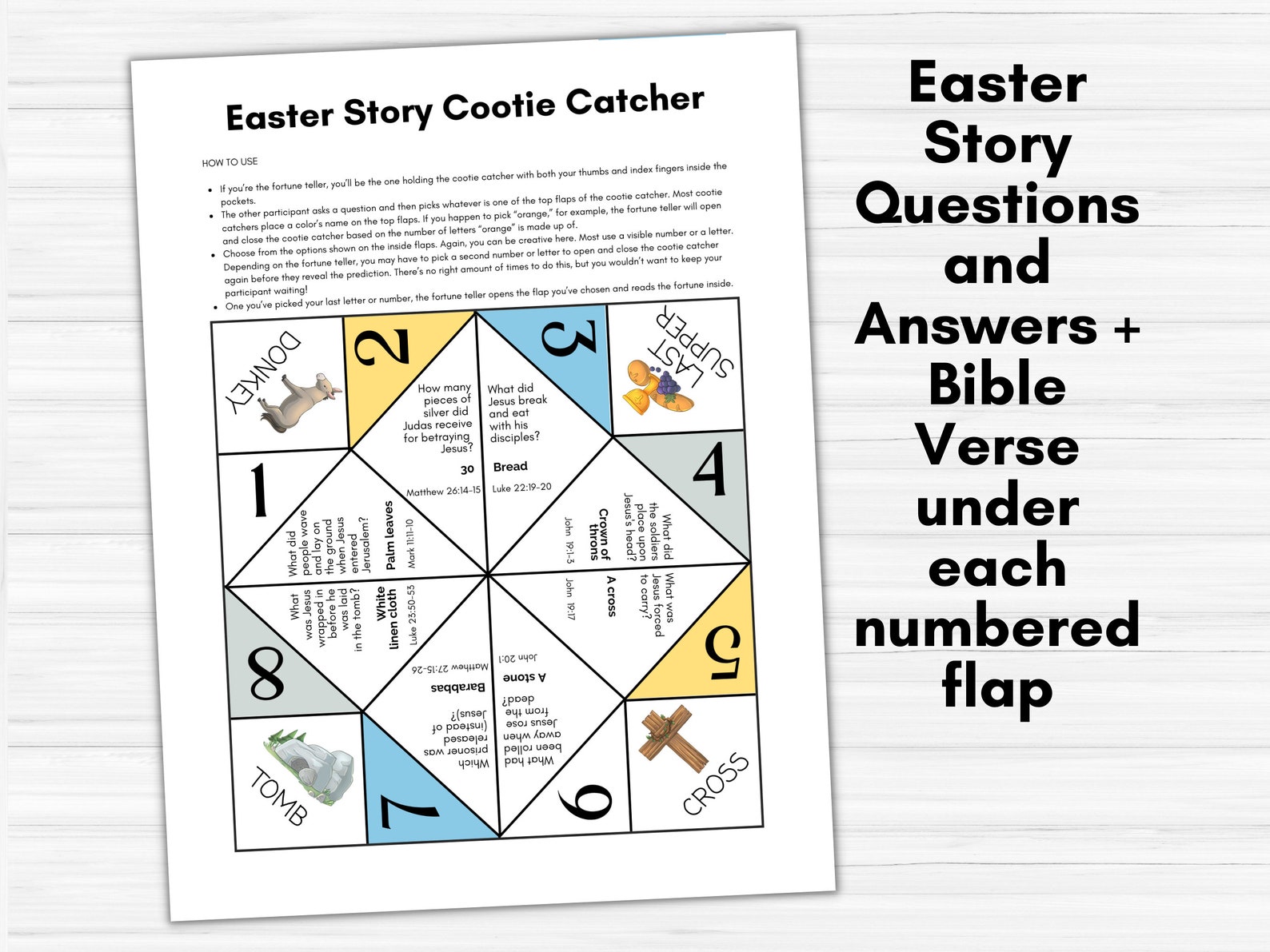 Easter Bible Story Cootie Catcher, Catholic Easter Story for Kids ...