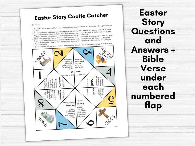 Easter Bible Story Cootie Catcher, Catholic Easter Story for Kids ...