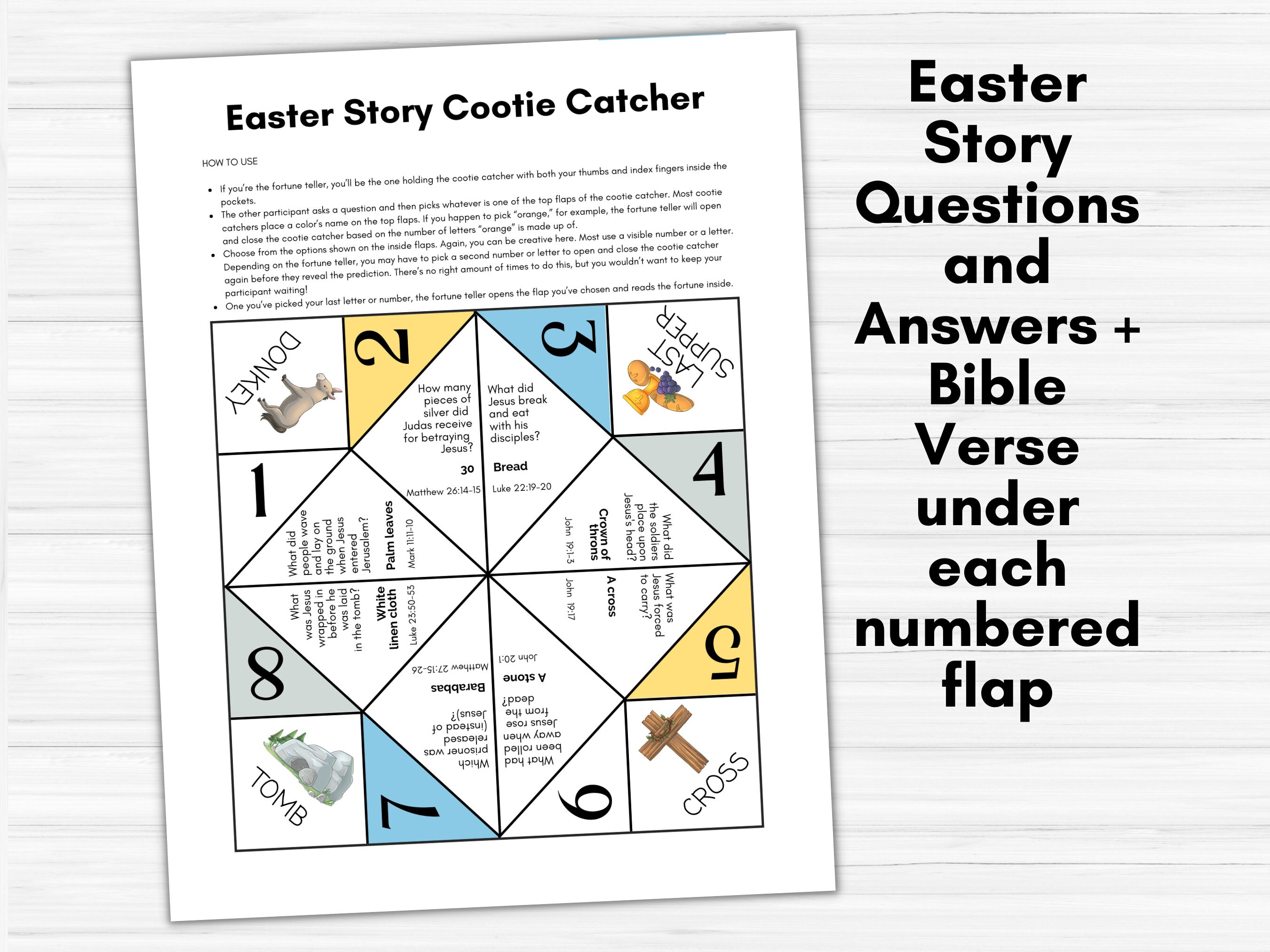 Easter Bible Story Cootie Catcher, Catholic Easter Story for Kids ...