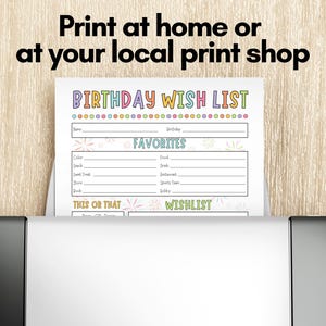 Birthday Wish List Printable, Printable Birthday Questionnaire, My ...