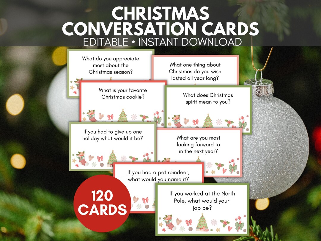 Christmas Conversation Cards, Christmas Conversation Starters, Family ...