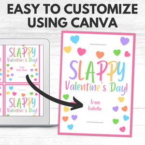 Editable Slap Bracelet Valentine Printable, Valentine's Day Gift Tag ...