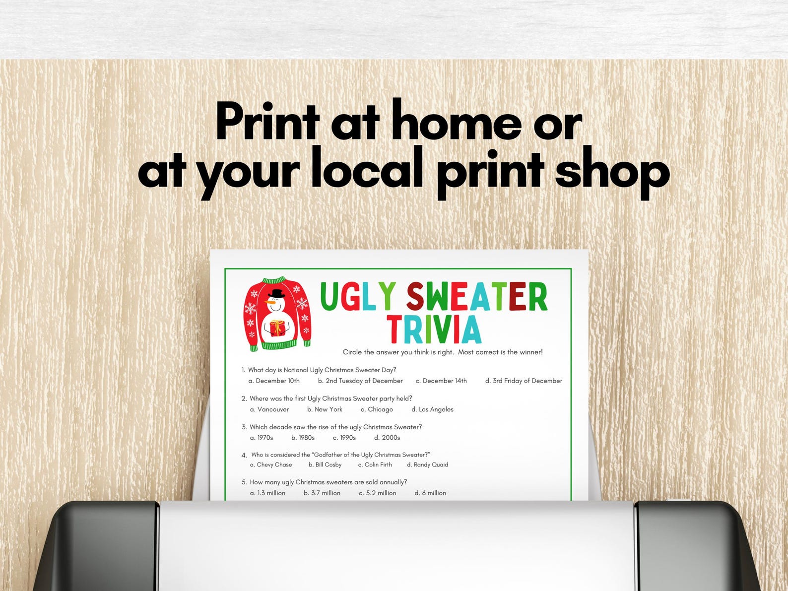 Ugly Sweater Party Trivia Game, Ugly Sweater Party Games, Office Party ...