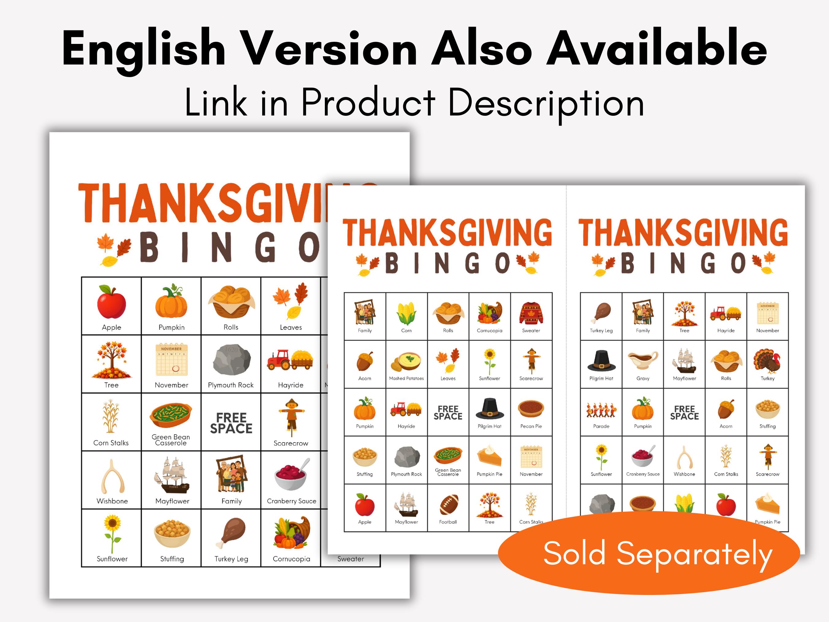 Spanish Thanksgiving Bingo, Bilingual Loteria, Fall Spanish Bingo ...