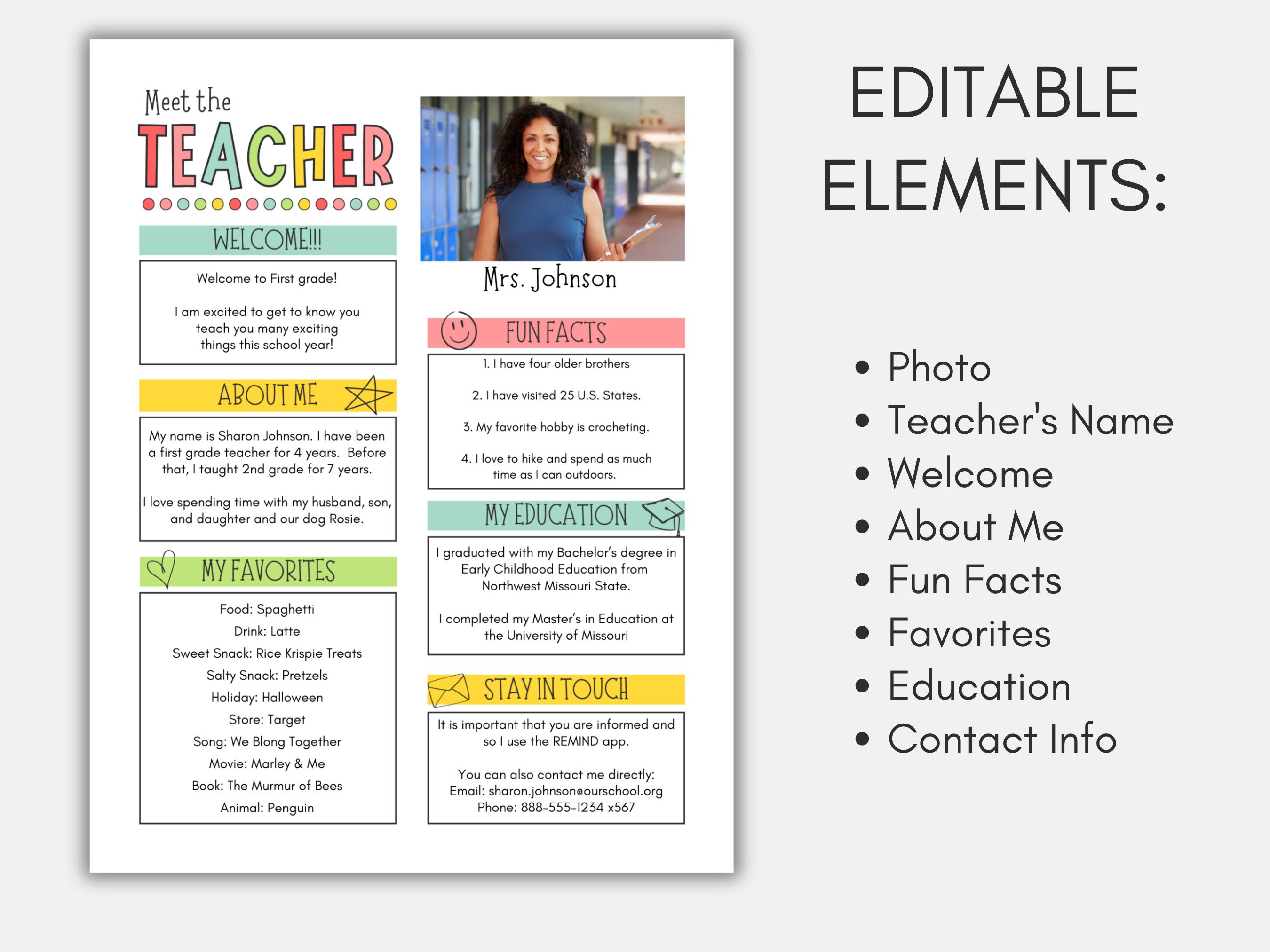 Meet the Teacher Template, Editable Meet the Teacher Template, Teacher ...