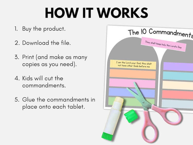 10 Commandments Craft, Catholic Puzzle Activity, Digital Catholic ...