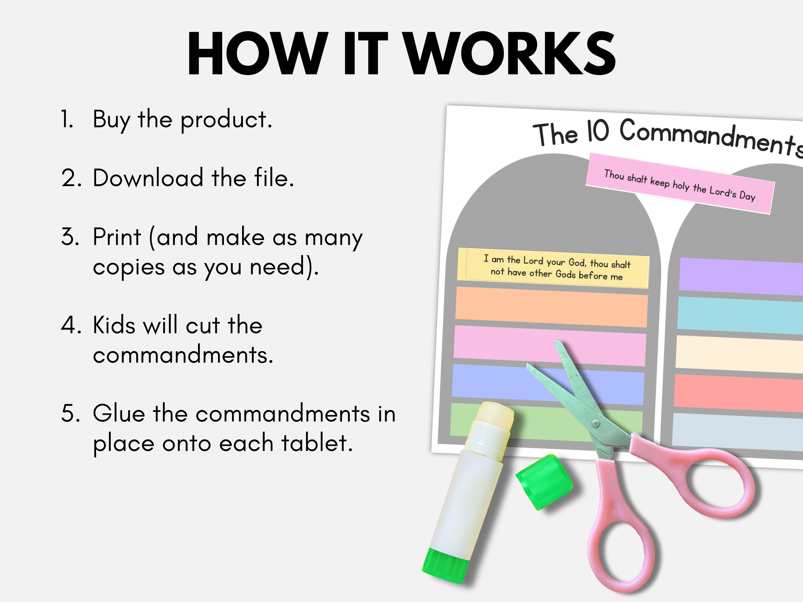 10 Commandments Craft, Catholic Puzzle Activity, Digital Catholic ...