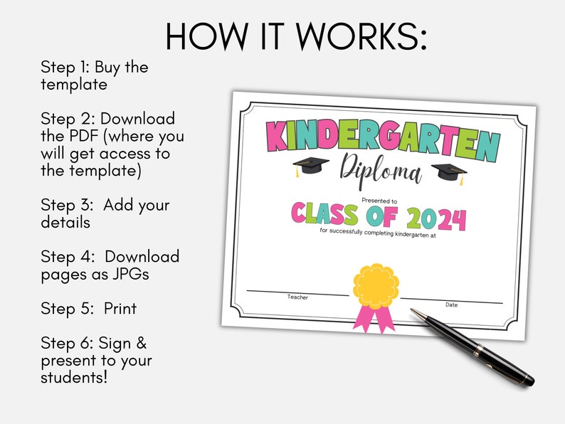Editable Kindergarten Diploma Template, Kindergarten Graduation ...