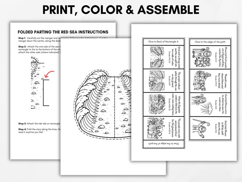 Moses Parting the Red Sea Bible Craft, Printable Bible Story Craft for ...